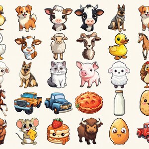 Cartoon Farm Animals Clipart 200+ Farmyard Clipart Cute Farm Animals ...