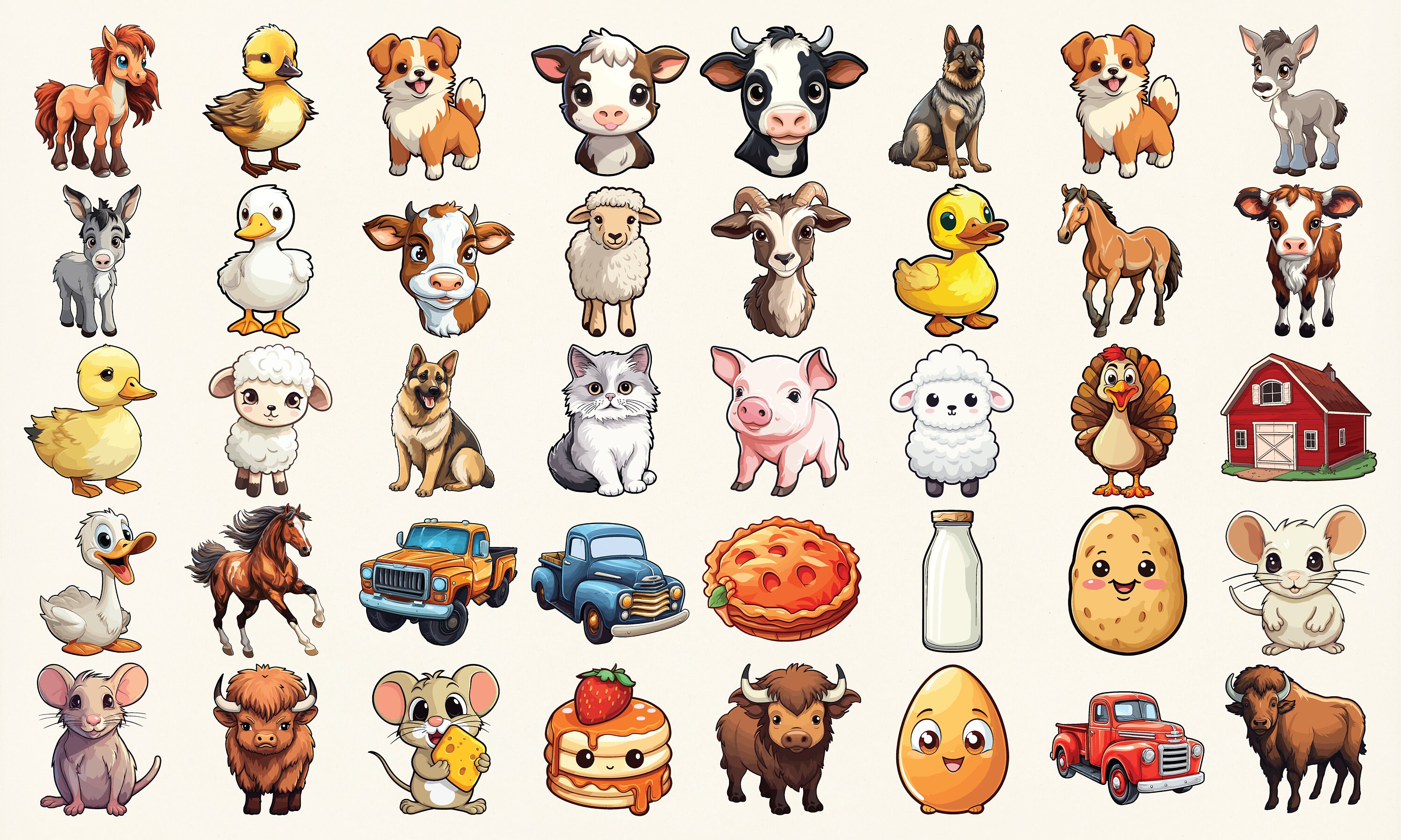Cartoon Farm Animals Clipart 200 Farmyard Clipart Cute Farm Animals ...