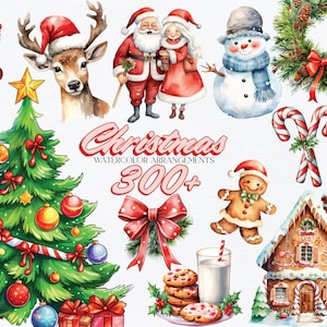 300+ Watercolor Christmas Clipart Bundle , Santa Claus Clipart ...