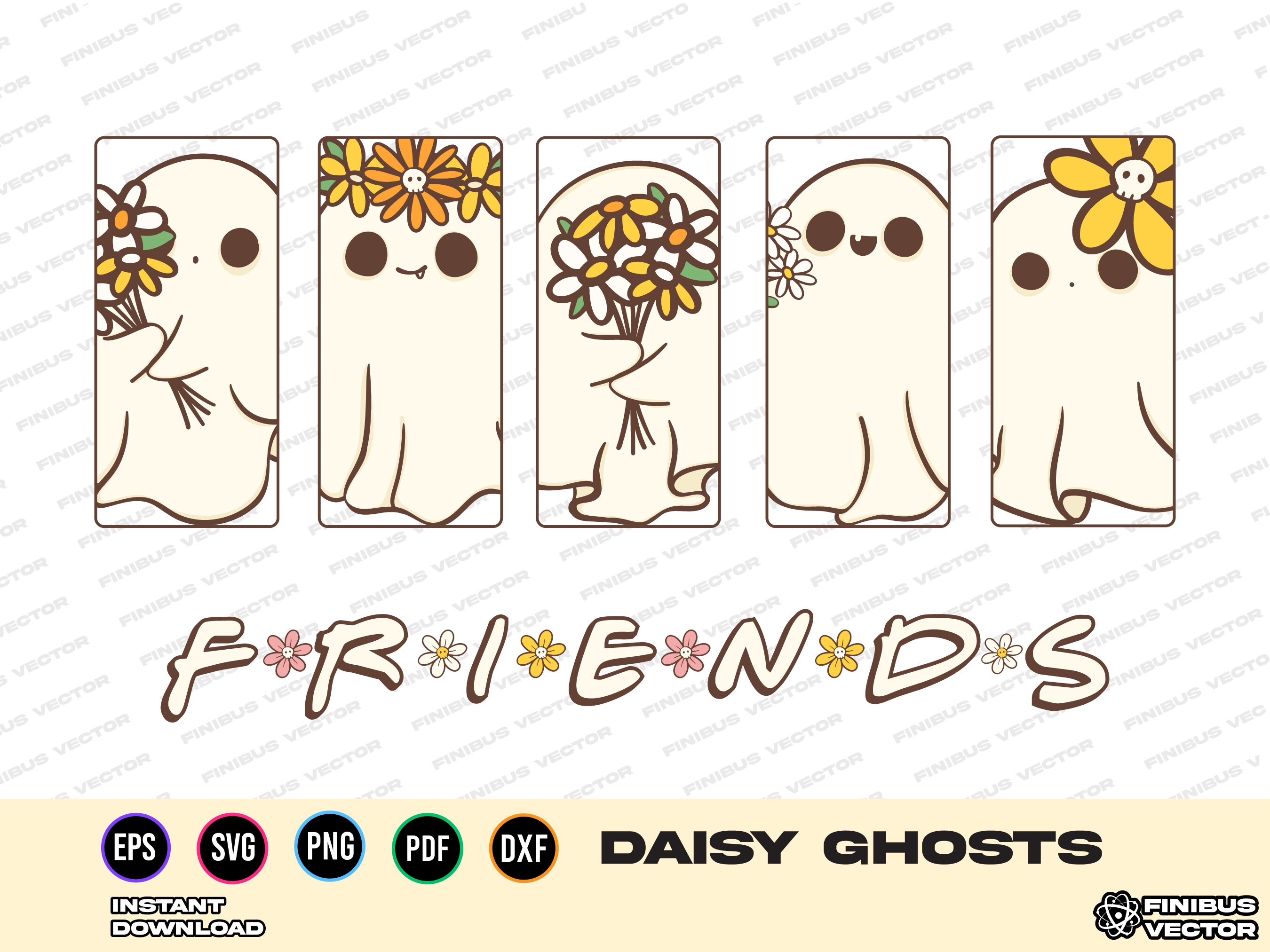 Floral Ghost Bundle Svg Daisy Ghost Outline Svg, Spooky Season Svg ...