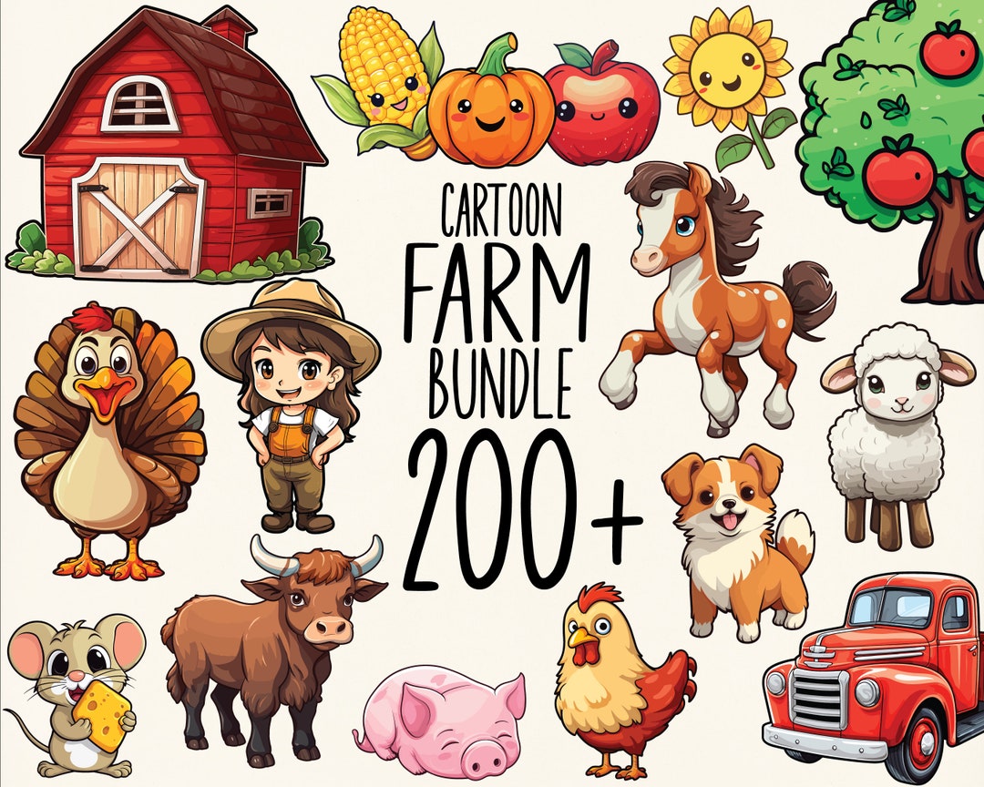 Cartoon Farm Animals Clipart 200+ Farmyard Clipart Cute Farm Animals ...