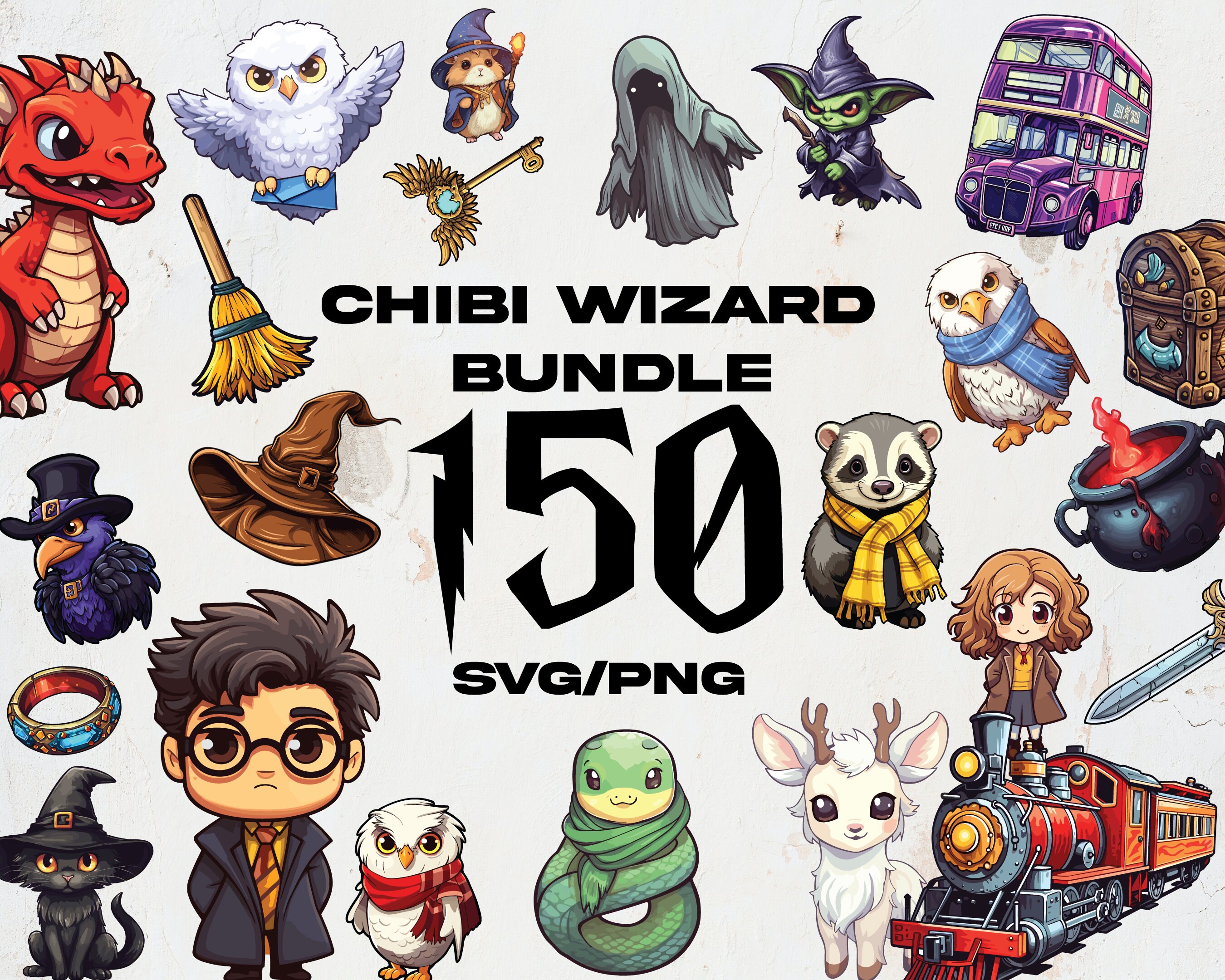 Chibi Wizard School Clipart Cute Witch Illustration Sticker Use Kawaii ...