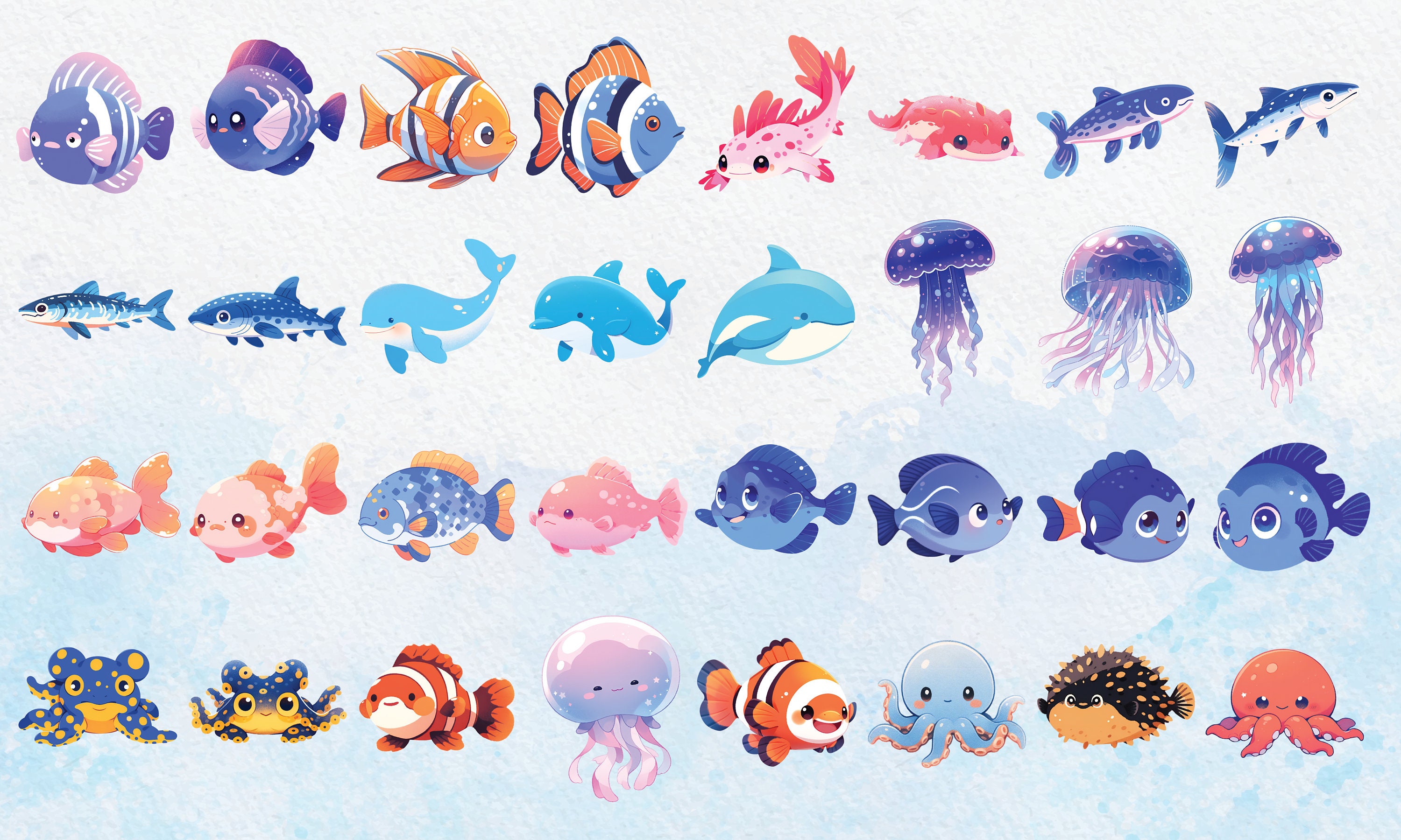 300 Underwater Mega Clipart Bundle Under the Sea Pngs, Cute Sea Animals ...