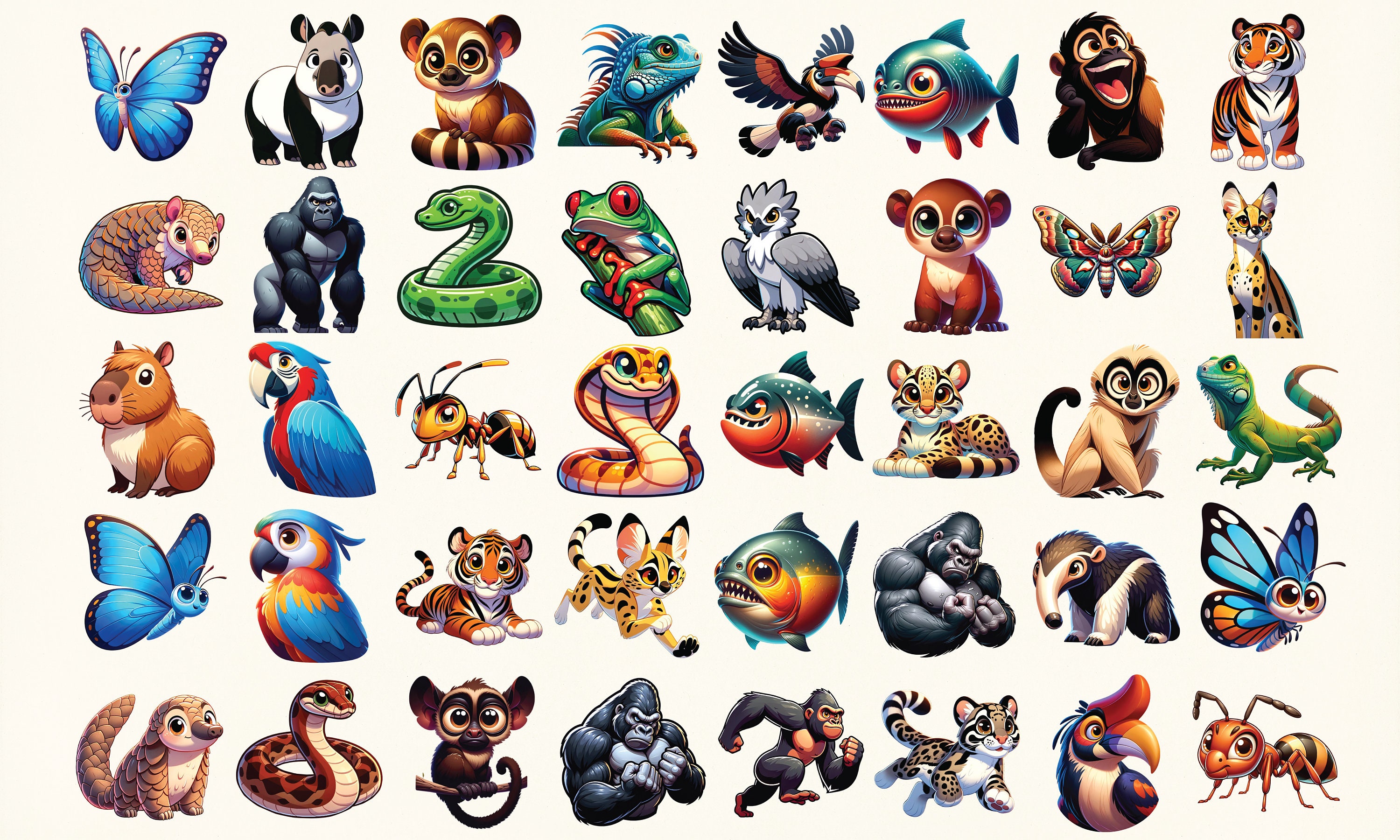 Mega Jungle Bundle 400+ Safari Baby Jungle Animals, Safari Clipart ...