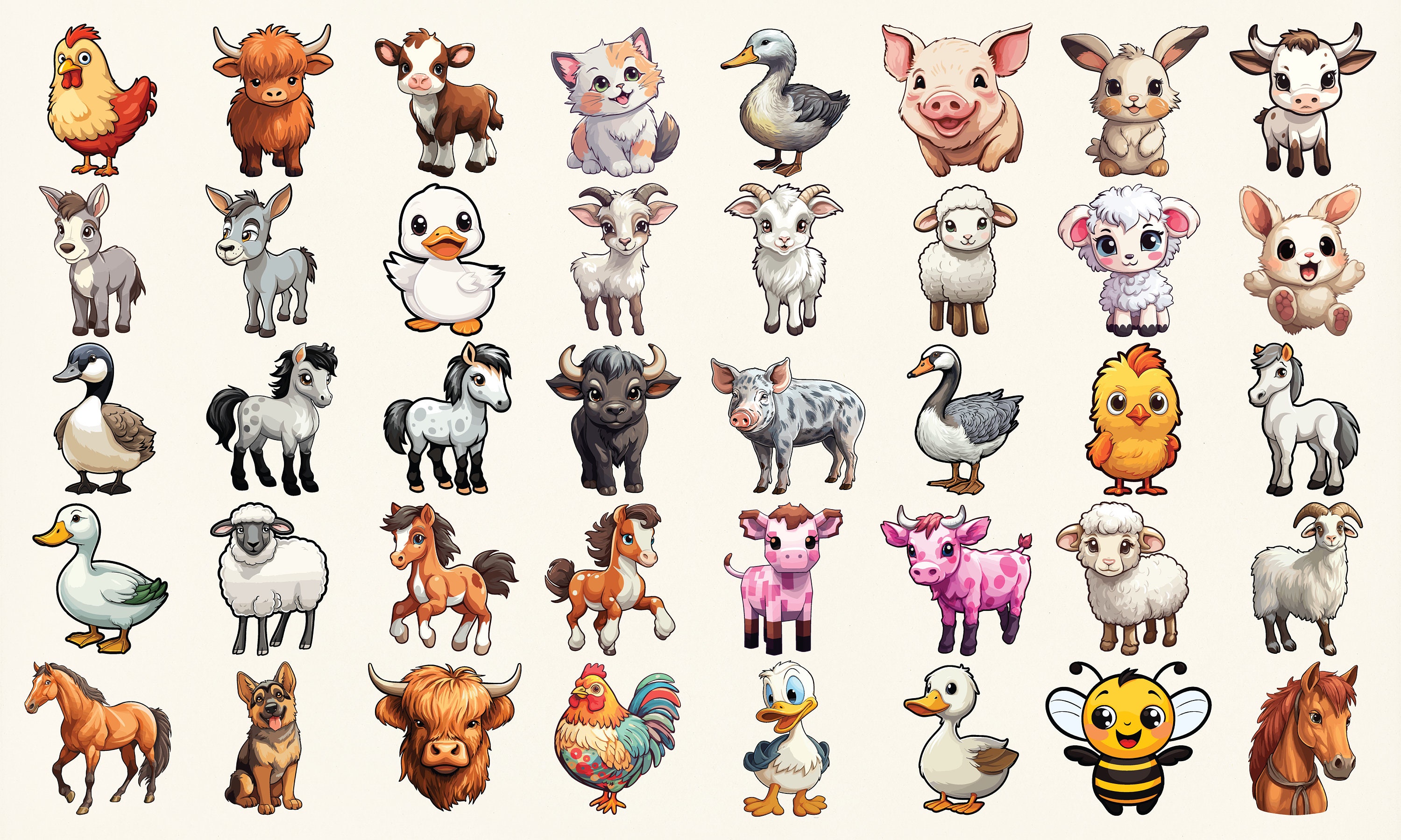 Cartoon Farm Animals Clipart 200 Farmyard Clipart Cute Farm Animals ...