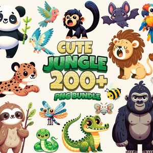 Cute Jungle 200+ Safari Baby Jungle Animals, Safari Clipart, Boho ...
