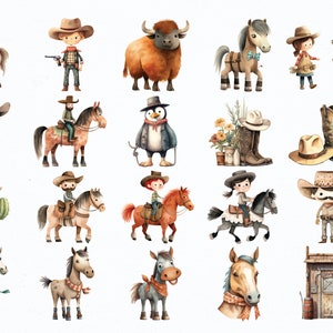 Cute Watercolor Western Clipart Texas Horse Ranch Cowboy Bundle PNG ...