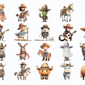 Cute Watercolor Western Clipart Texas Horse Ranch Cowboy Bundle PNG ...