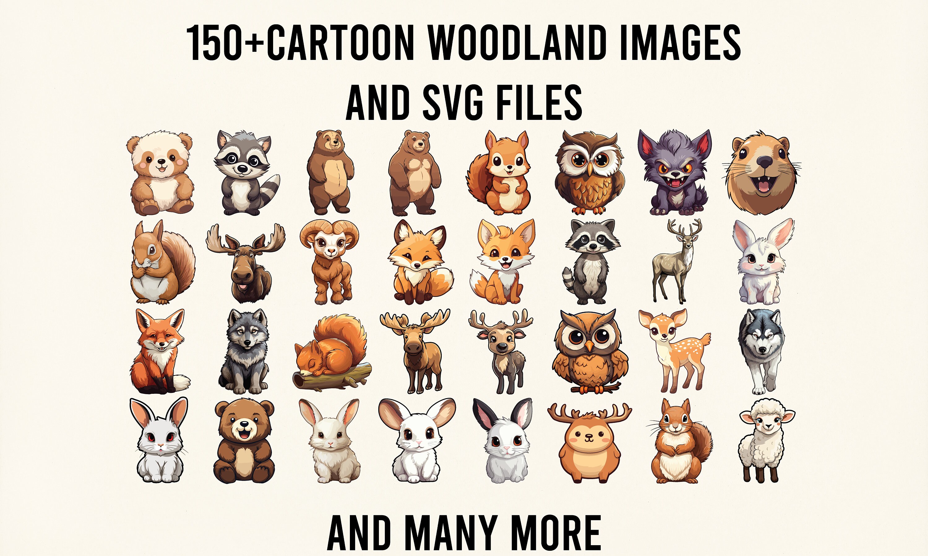 300 Mega Woodland Bundle Animals Clipart Watercolor Bundle, Commercial ...