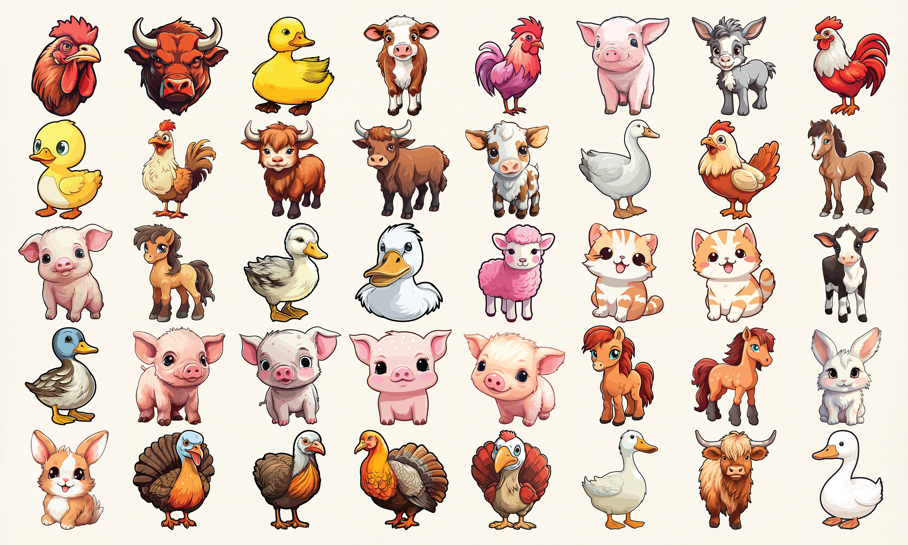 Cartoon Farm Animals Clipart 200 Farmyard Clipart Cute Farm Animals ...