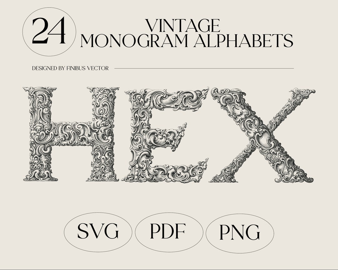 Fancy Monogram SVG Floral Monogram Frame SVG - Customizable Vintage ...