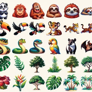 Cartoon Jungle 200+ Safari Baby Jungle Animals, Safari Clipart, Boho ...