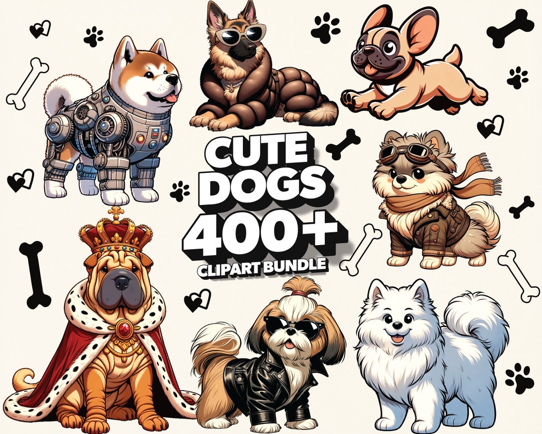 Cute and Funny Dog PNG Clipart Bundle 400 High Quality 300DPI Images ...