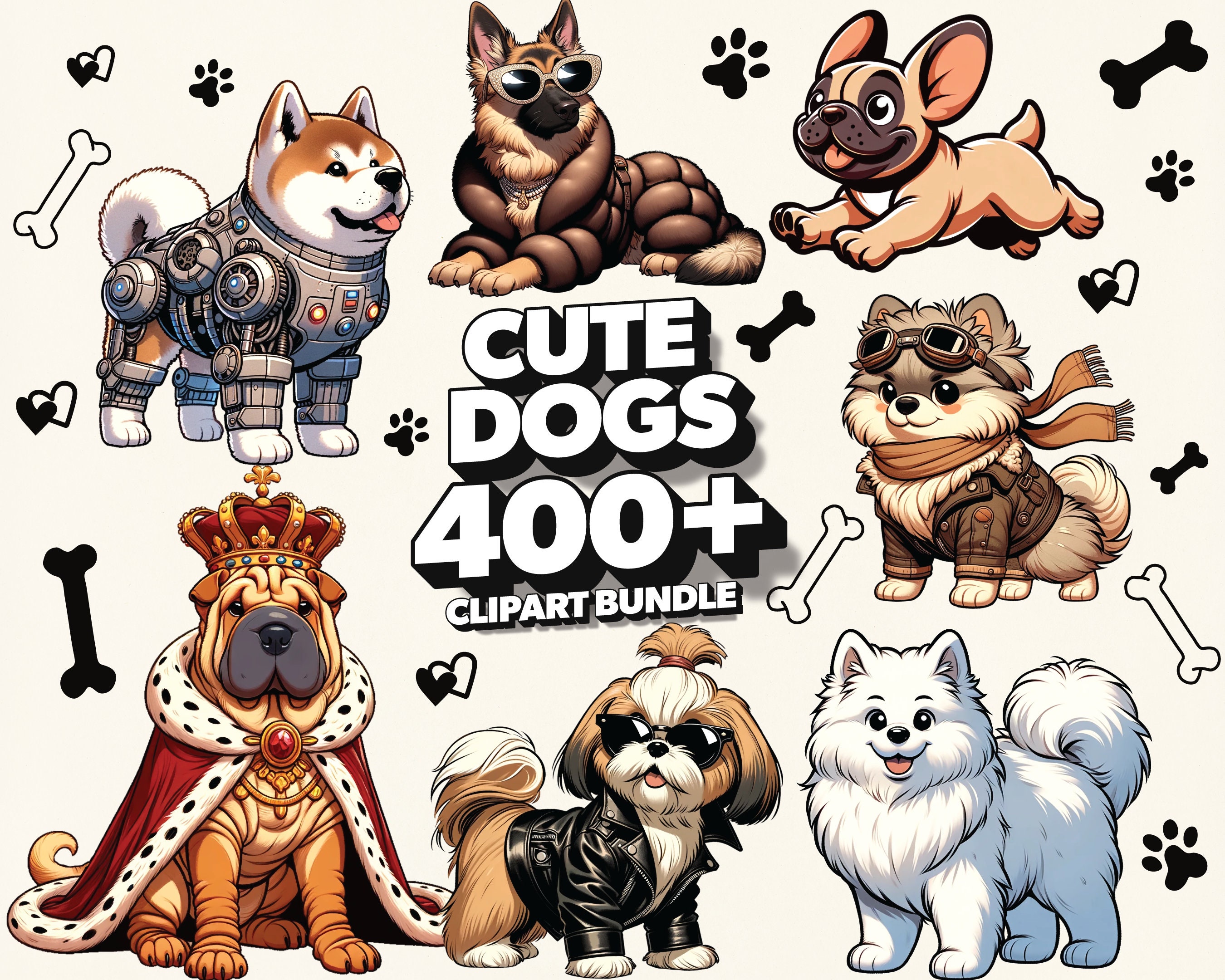 Cute and Funny Dog PNG Clipart Bundle 400 High Quality 300DPI Images ...