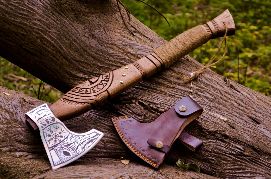 Custom Gift Axe Hand Forged Carbon Steel VIKING AXE With Ash Wood ...