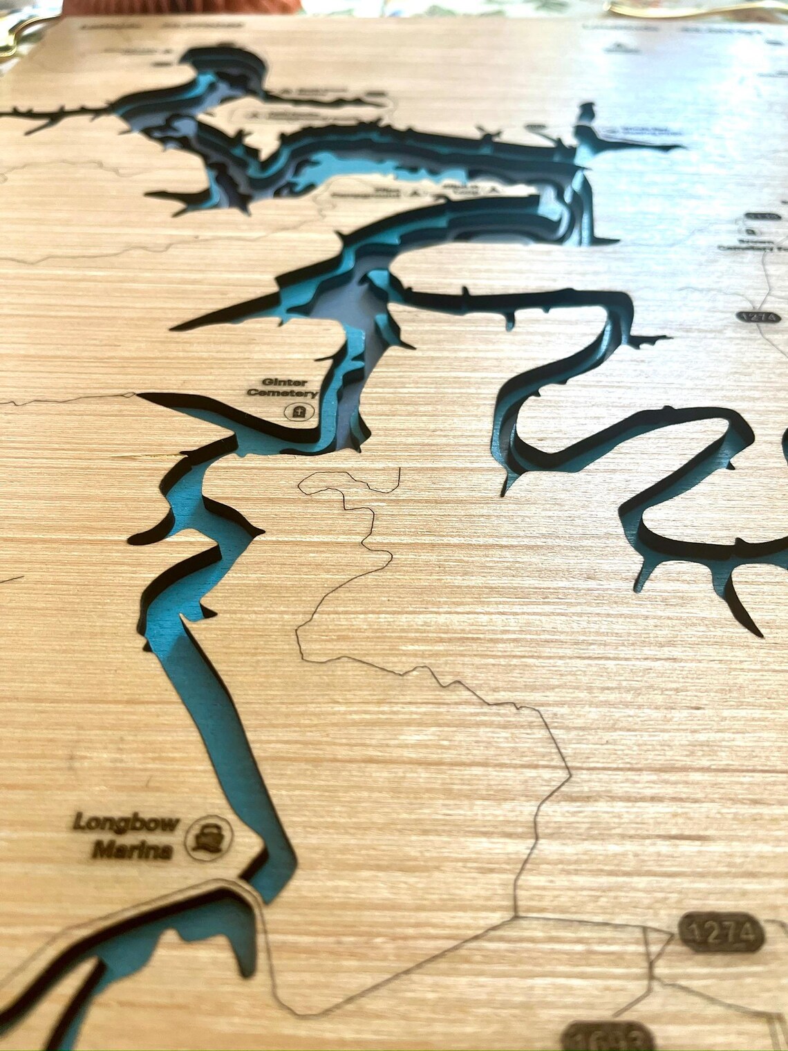 Cave Run Lake Topographical Map –laser Engraved 3D Wall Art Topography ...