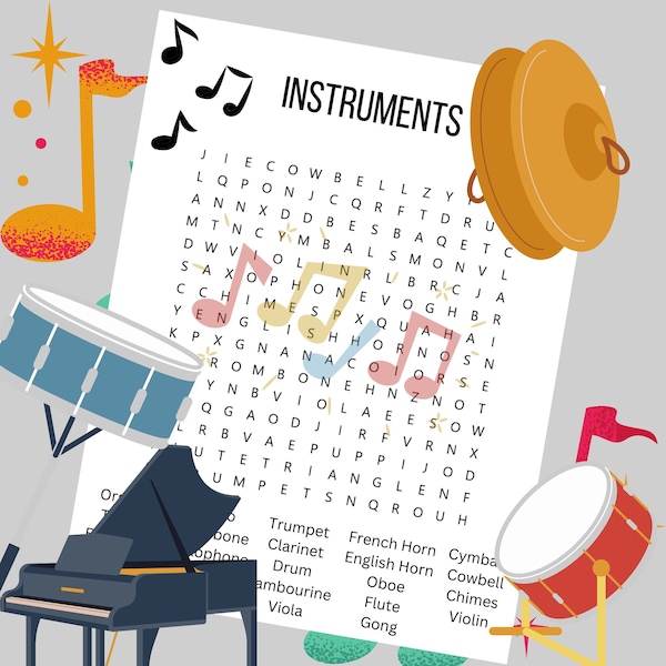 Instrument Word Search - Etsy