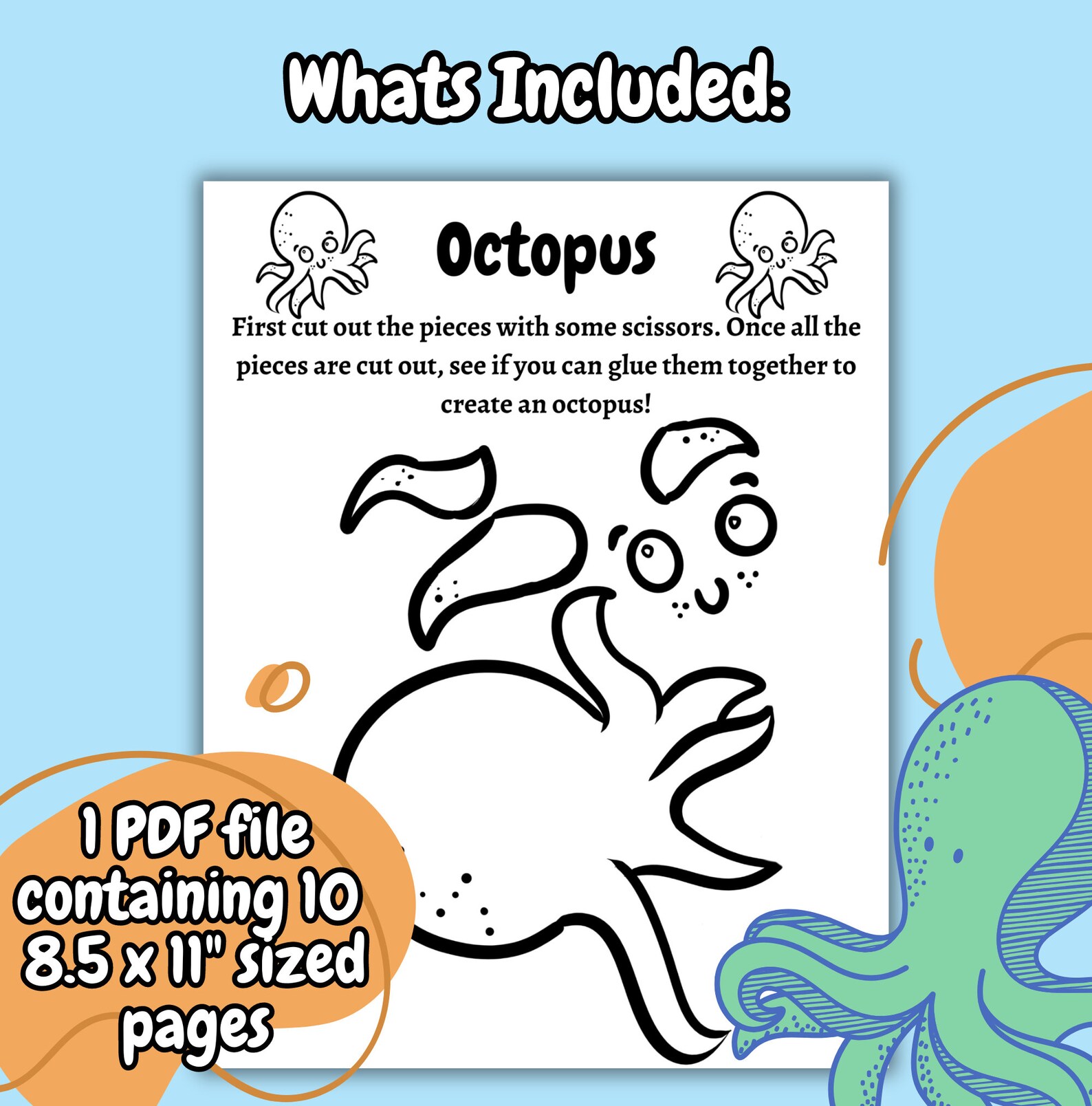 Sea Life Craft for Kids, Ocean Animal Printable Arts & Crafts Activity ...