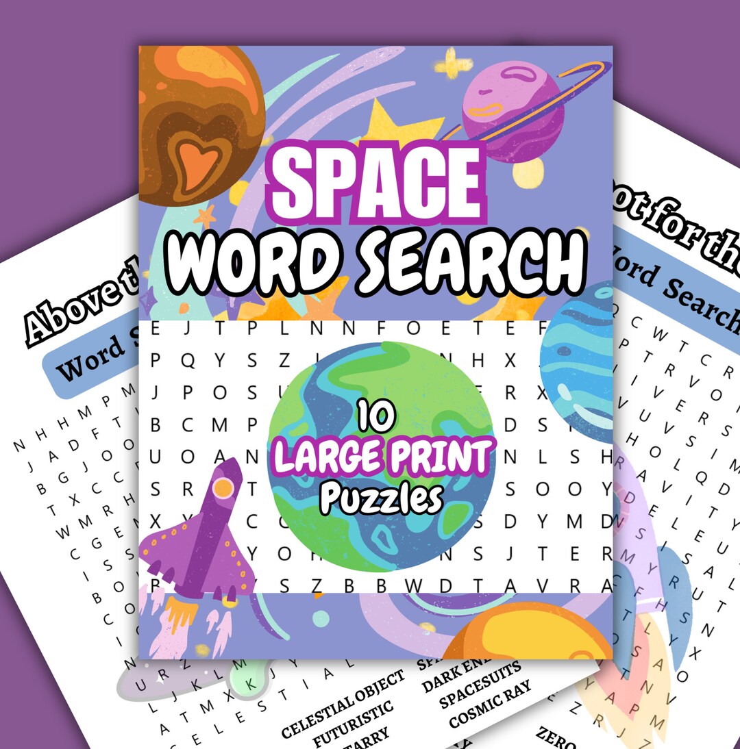 Outer Space Themed Word Search Puzzles, Word Find Game, Printable ...