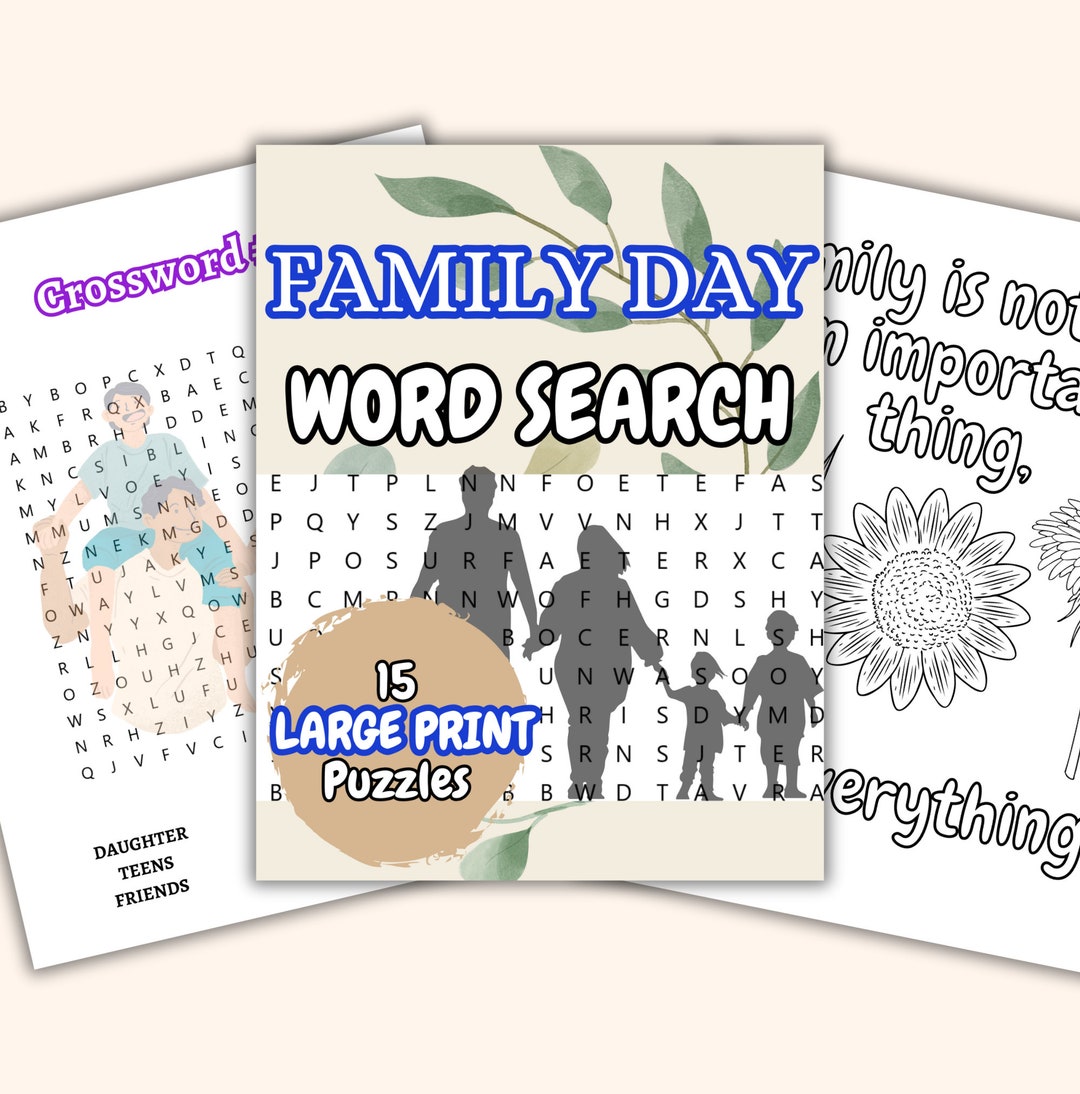 Family Day Word Search Puzzles, Family Word Find Game, Printable Puzzle ...