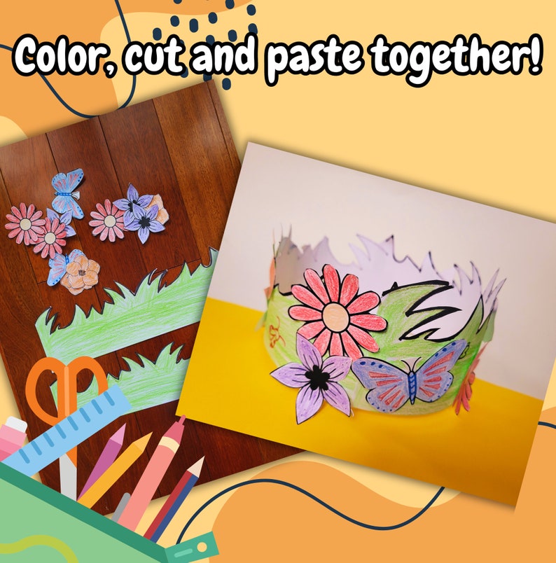 Spring Flower Crown Paper Craft for Kids, Printable Arts and Crafts ...