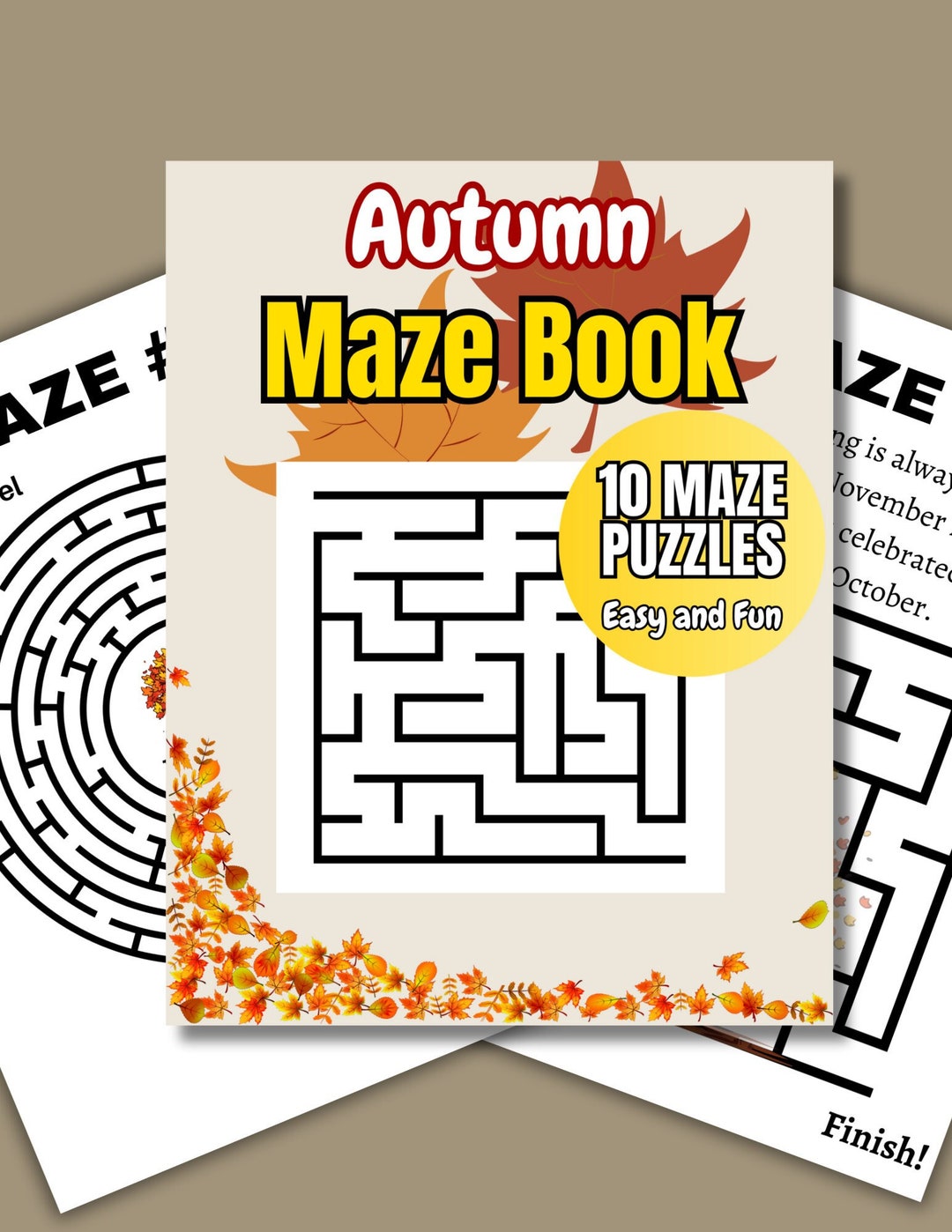 Printable Fall Maze Puzzles for Kids, Printable Autumn Booklet, Maze ...