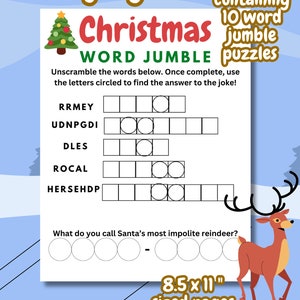 Word Jumble Printable Puzzle Book, Christmas Word Scramble Game, PDF ...