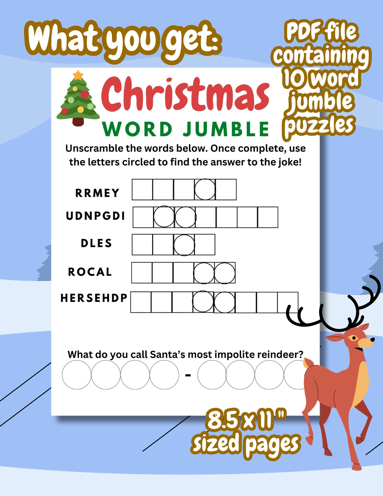 Word Jumble Printable Puzzle Book, Christmas Word Scramble Game, PDF ...