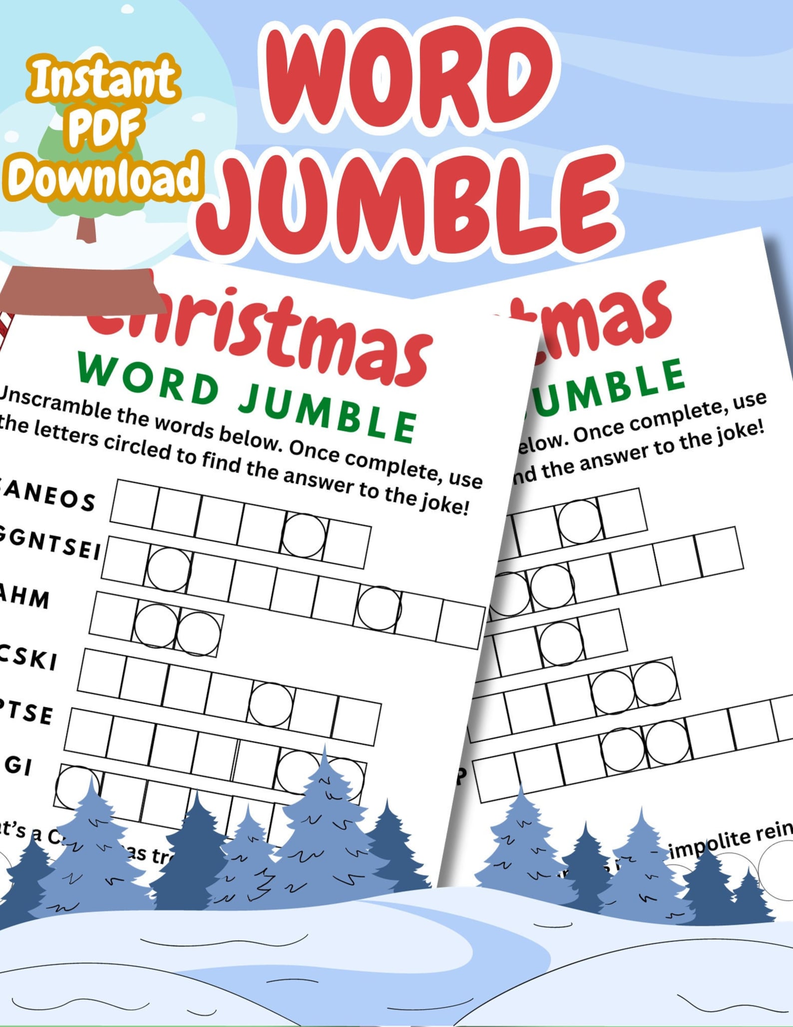 Word Jumble Printable Puzzle Book, Christmas Word Scramble Game, PDF ...