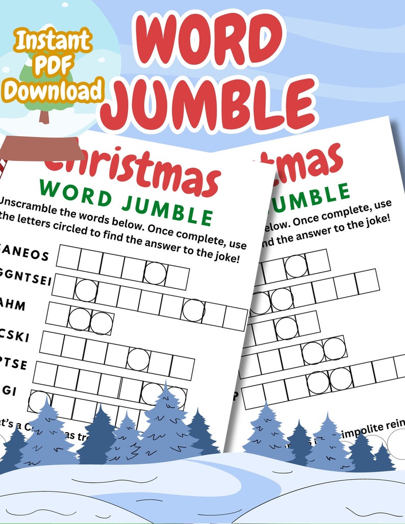 Word Jumble Printable Puzzle Book, Christmas Word Scramble Game, PDF ...