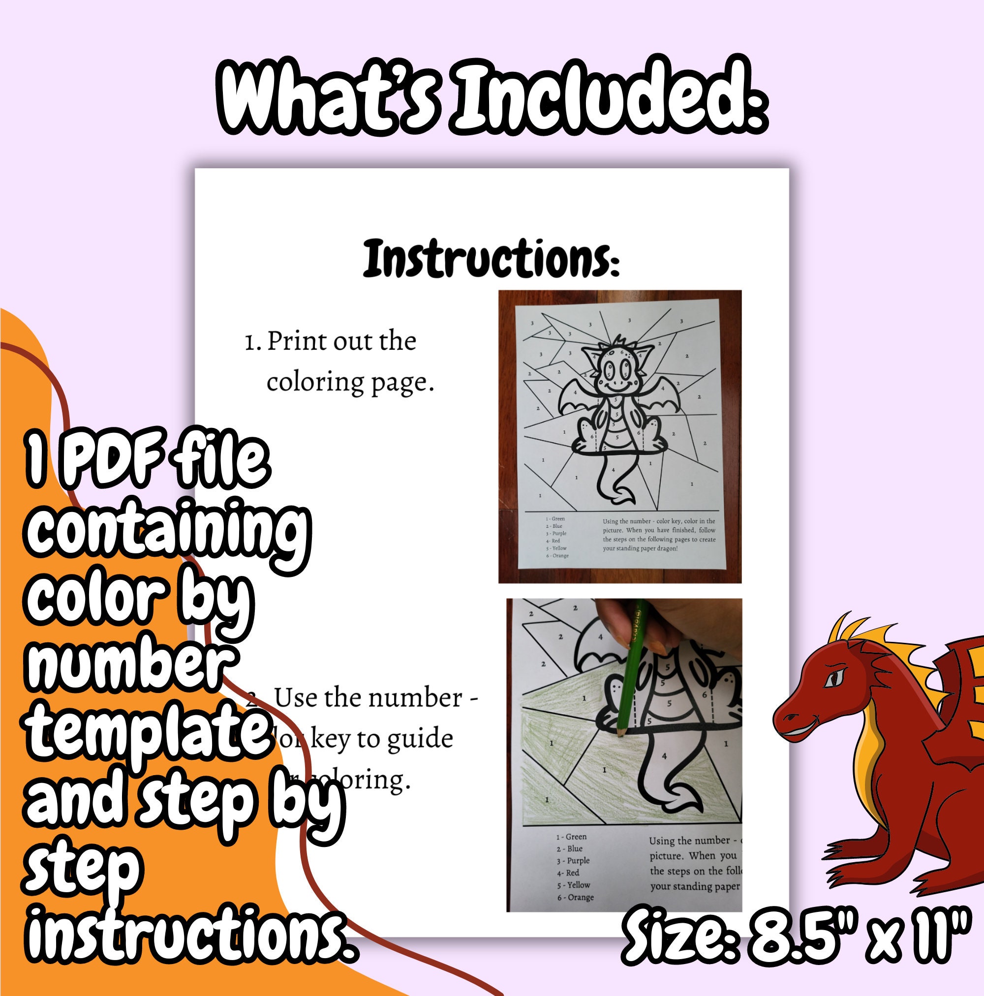 Color by Number Dragon Craft for Kids, Make a Paper Dragon Template ...