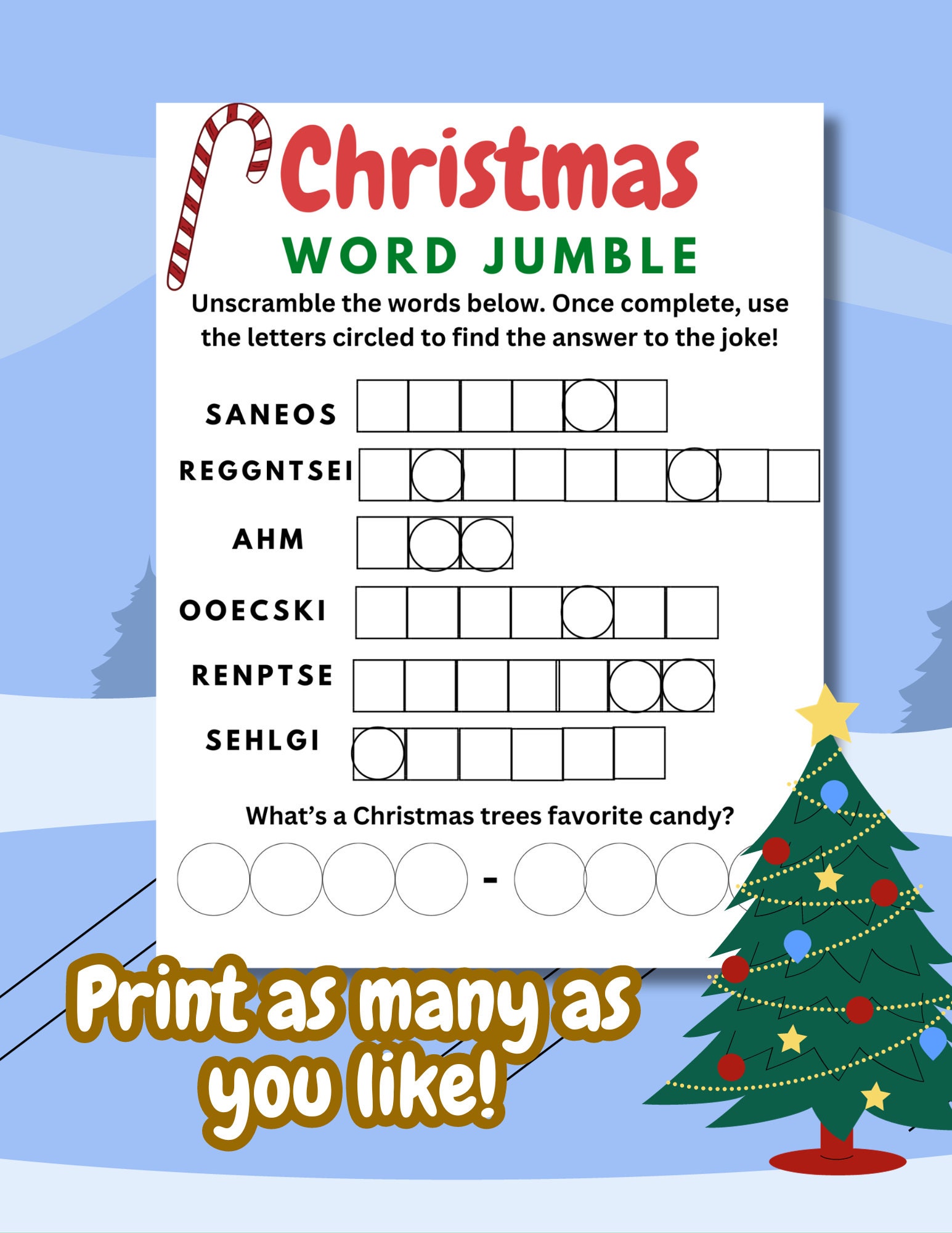 Word Jumble Printable Puzzle Book, Christmas Word Scramble Game, PDF ...