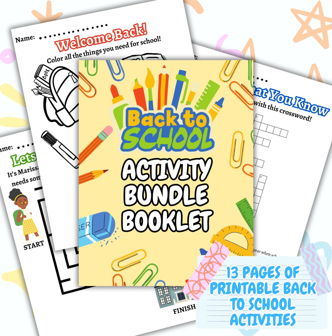 Back to School Activity Booklet, Printable Puzzle Booklet Games, Fun ...