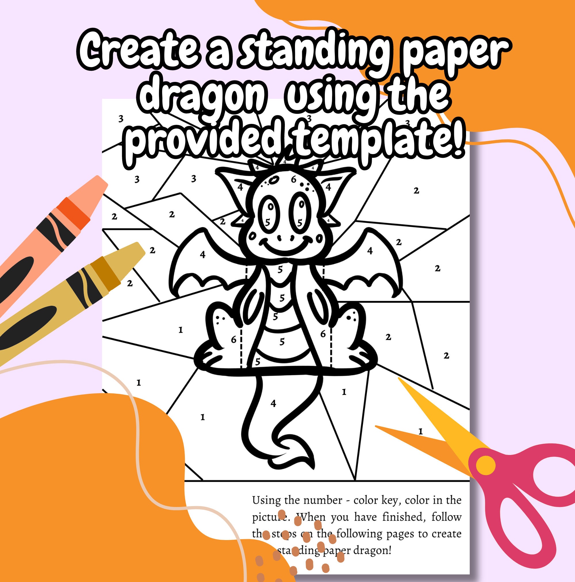 Color by Number Dragon Craft for Kids, Make a Paper Dragon Template ...