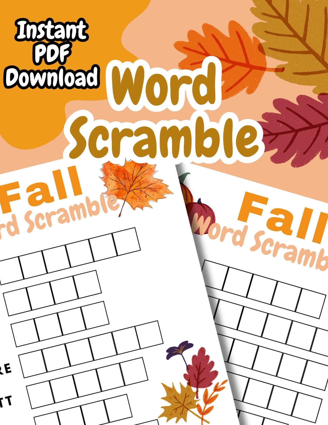 Printable Fall Word Scramble Puzzle Book, Jumbled Fall Word Scramble ...