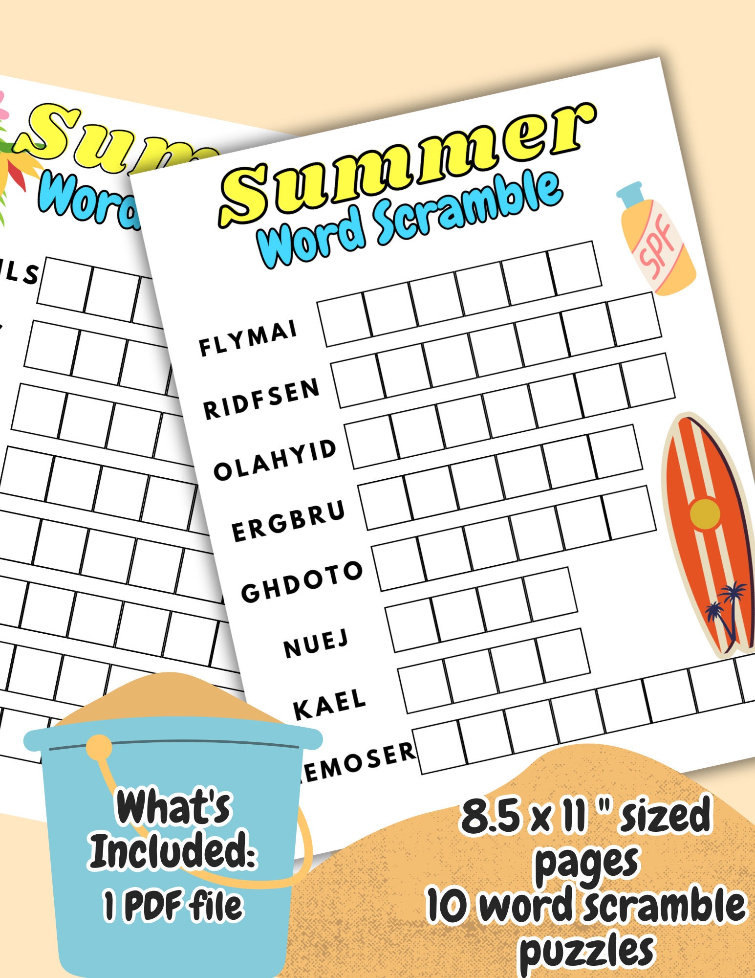 Summer Word Scramble Book, Printable Puzzles Book, Jumbled Word Book ...