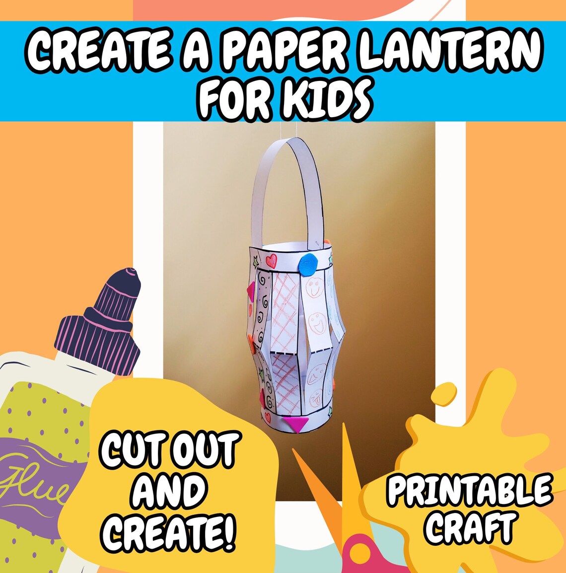 Paper Lantern Craft for Kids, Printable Arts and Craft Activity, Cut ...
