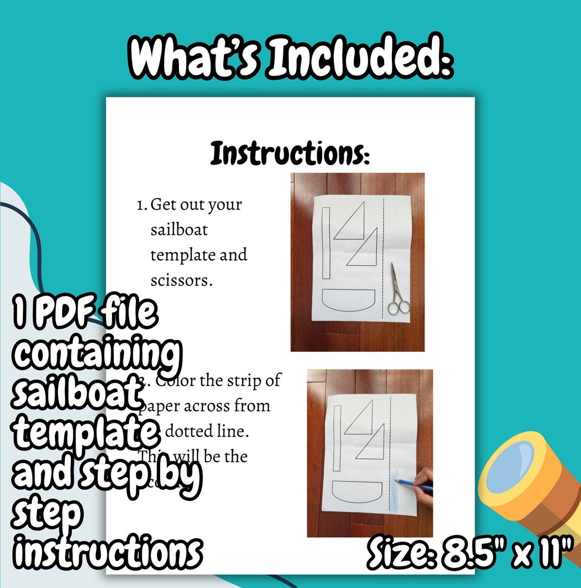 Sailboat Paper Craft for Kids, Printable Arts and Craft Activity, Cut ...