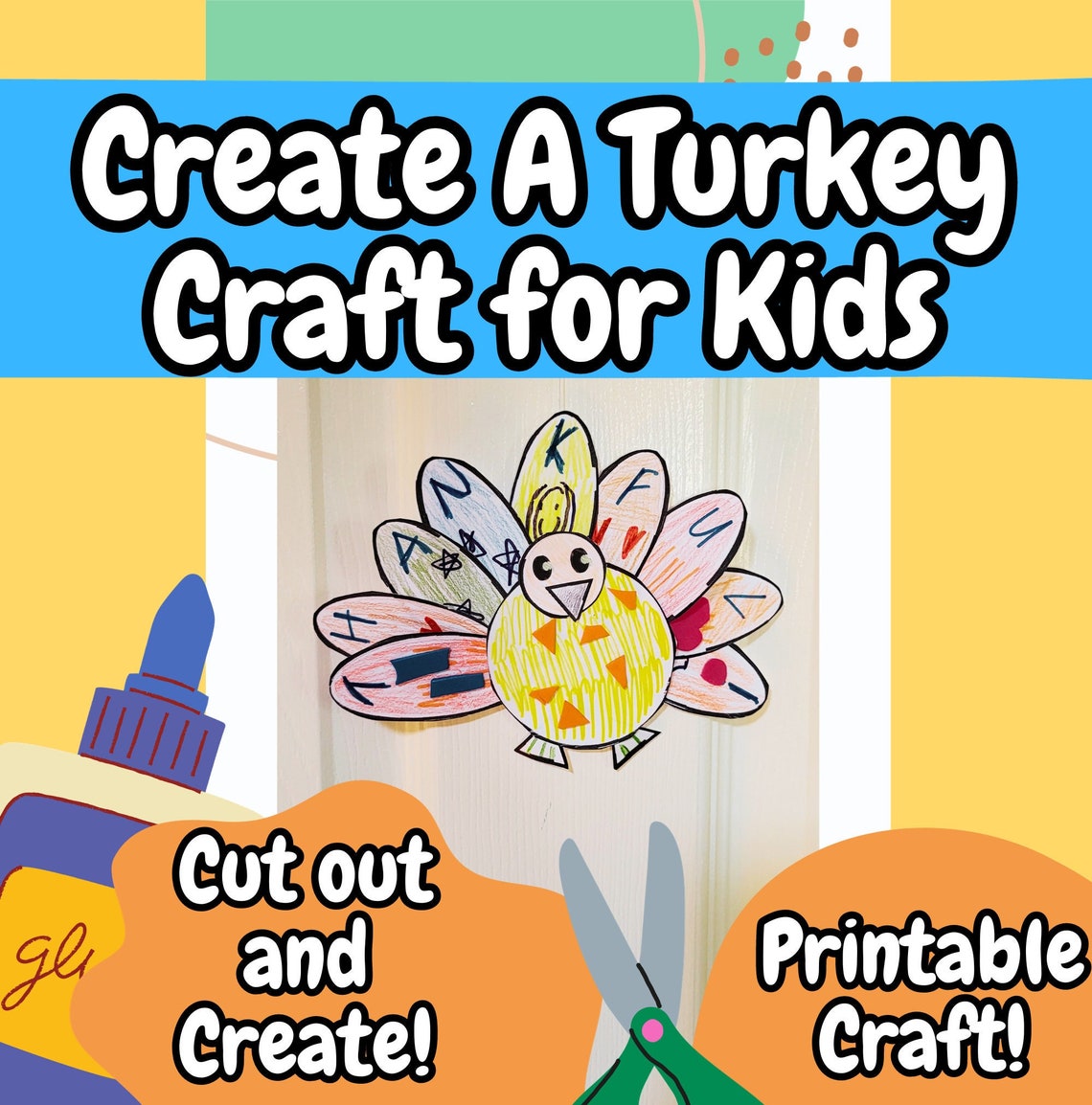 Paper Turkey Craft for Kids, Printable Arts and Craft Activity, Cut and ...