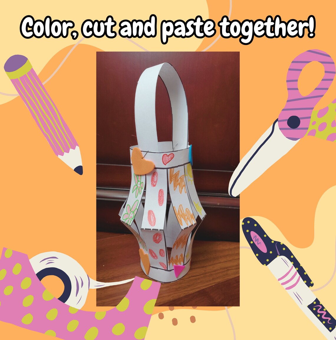 Paper Lantern Craft for Kids, Printable Arts and Craft Activity, Cut ...