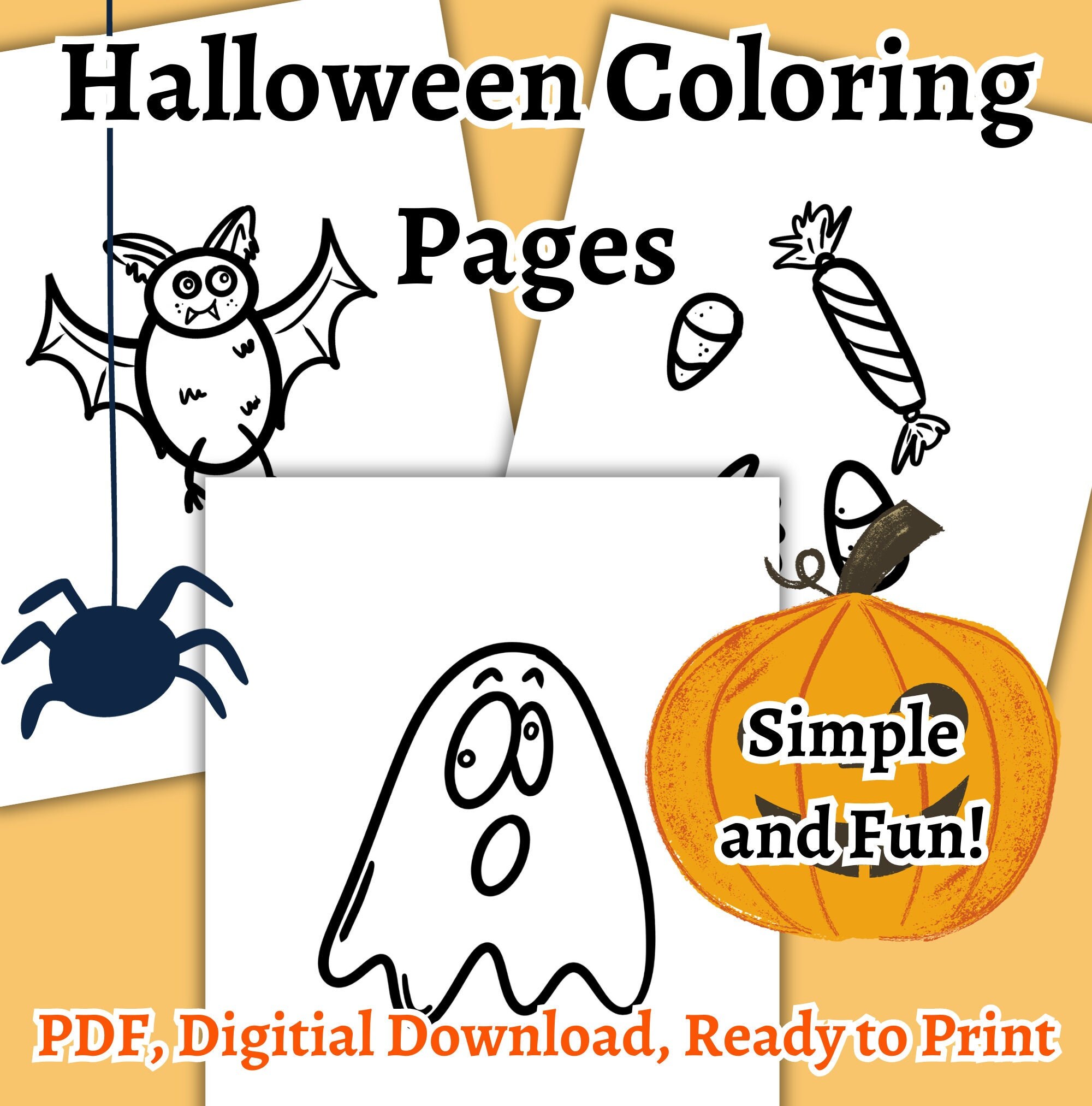 Halloween Coloring Pages, Easy Halloween Coloring Sheets for Kids ...