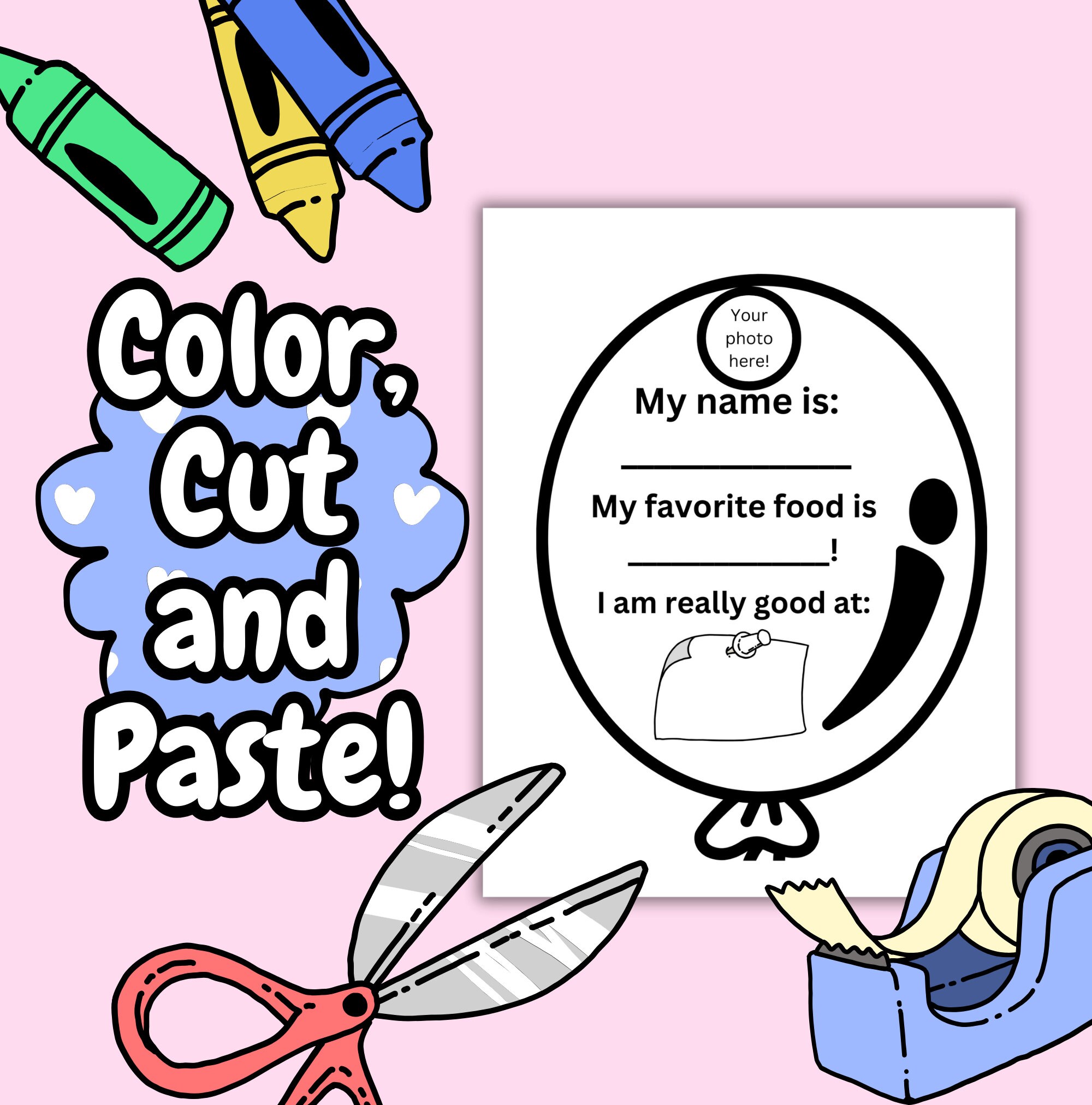 All About Me Class Family Printable Activity, Bulletin Board Arts and ...