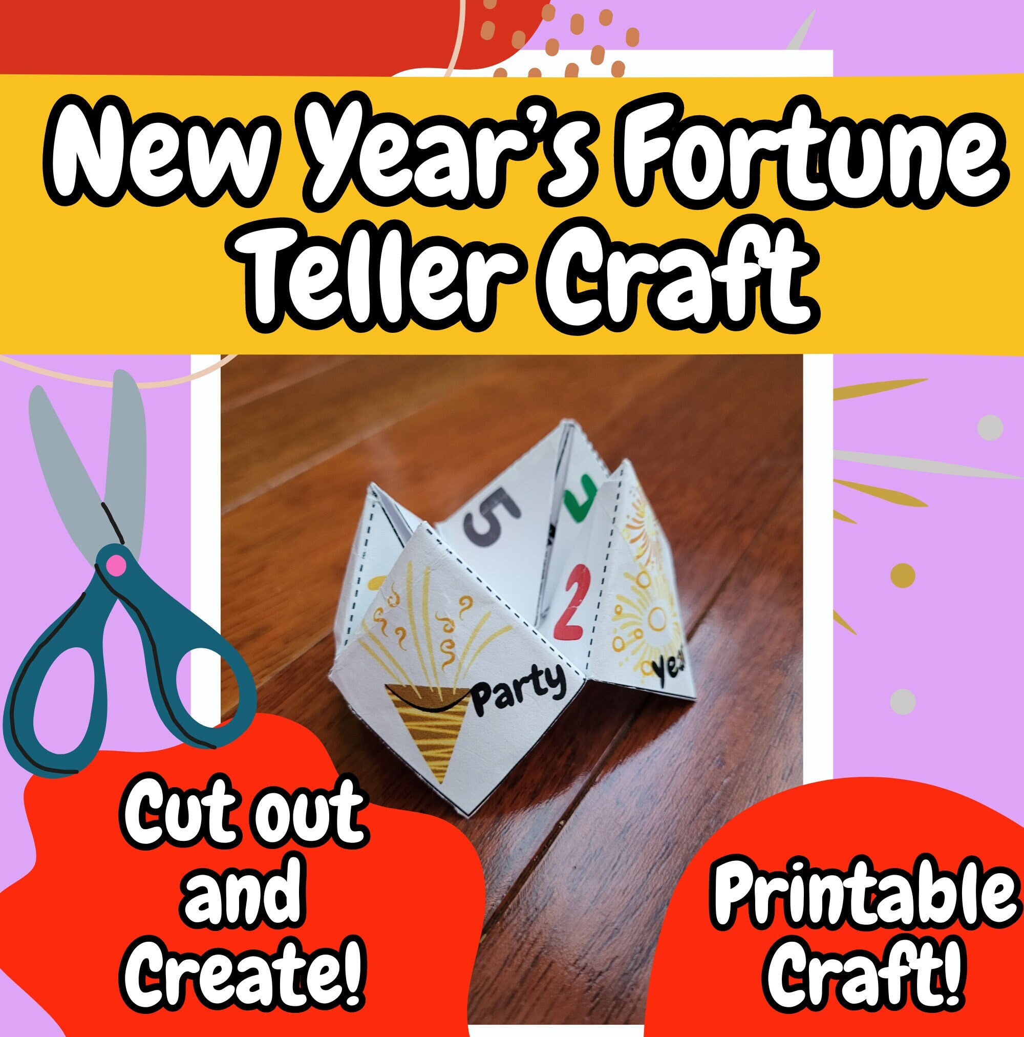 New Year's Fortune Teller Craft for Kids, Printable Arts and Craft ...