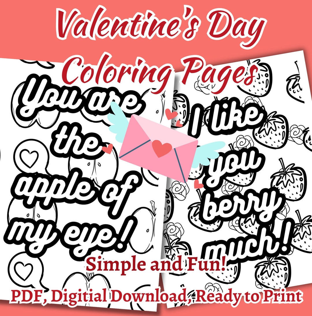 Valentine's Day Coloring Pages, Printable Valentines Puns, Valentines ...