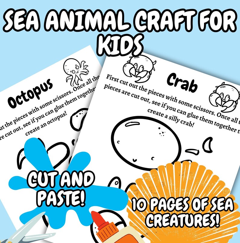 Sea Life Craft for Kids, Ocean Animal Printable Arts & Crafts Activity ...