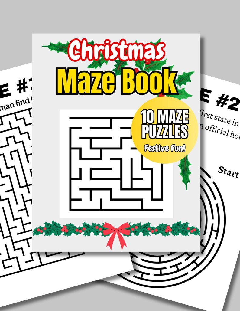 Printable Christmas Maze Pages for Kids, Holiday Puzzle Booklet ...