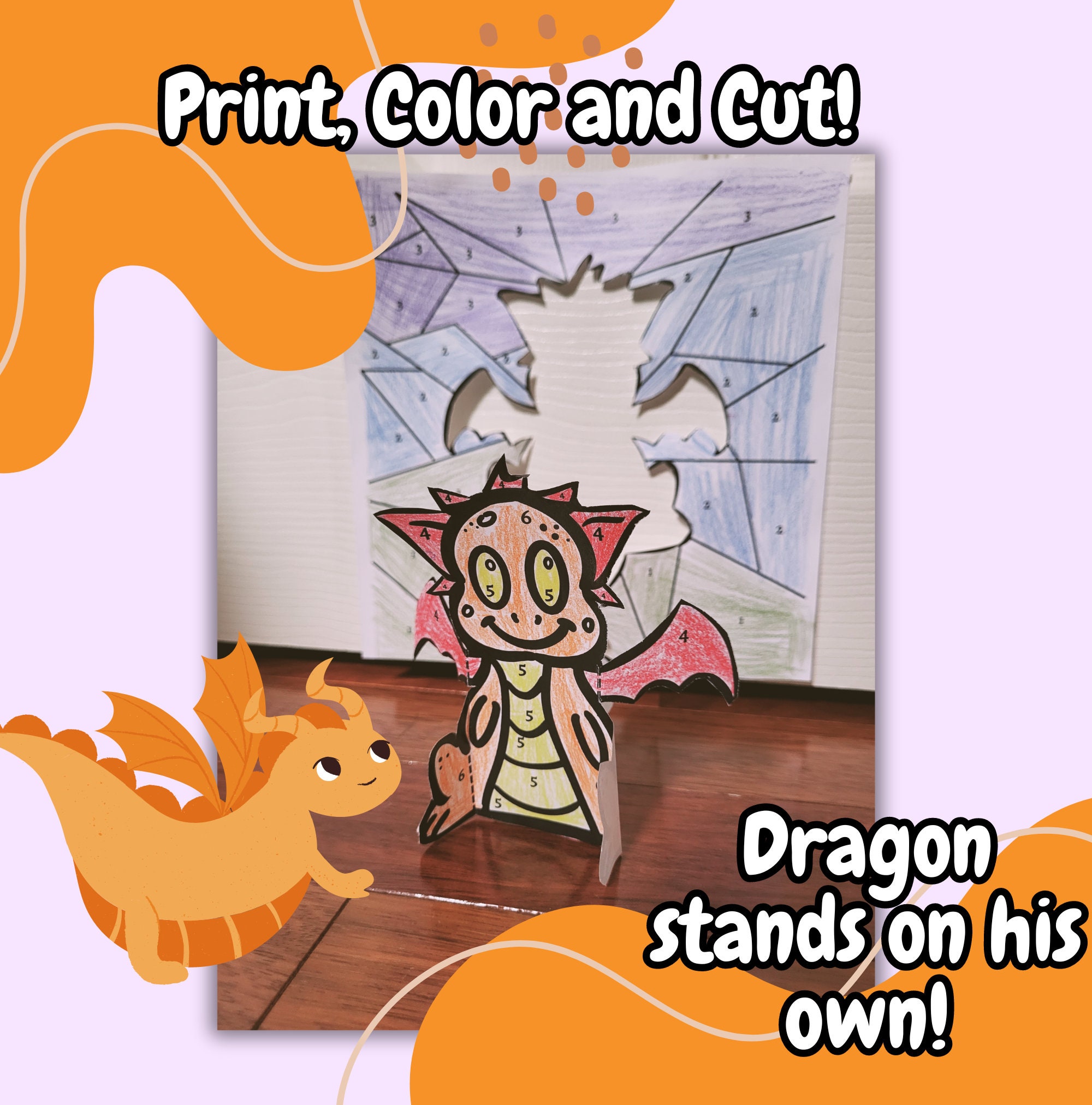 Color by Number Dragon Craft for Kids, Make a Paper Dragon Template ...