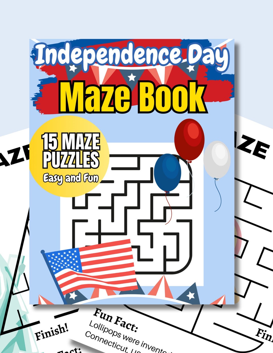 15 Independence Day Maze Puzzles for Kids, 4th of July Themed Mazes ...