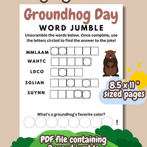 Groundhog Day Word Jumble, Printable Puzzle Booklet, PDF Download ...