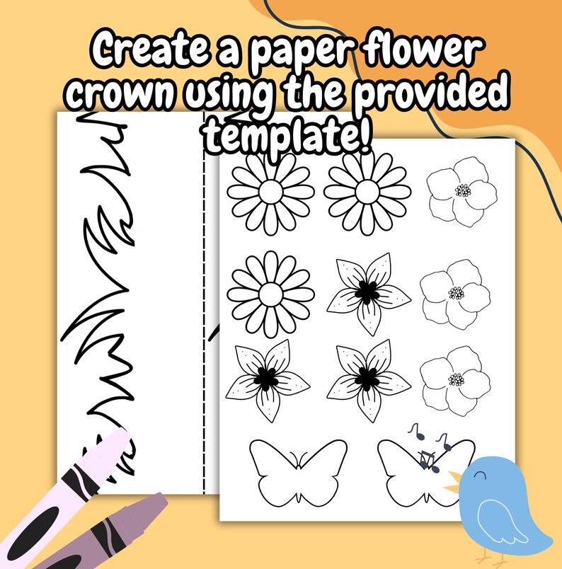 Spring Flower Crown Paper Craft for Kids, Printable Arts and Crafts ...